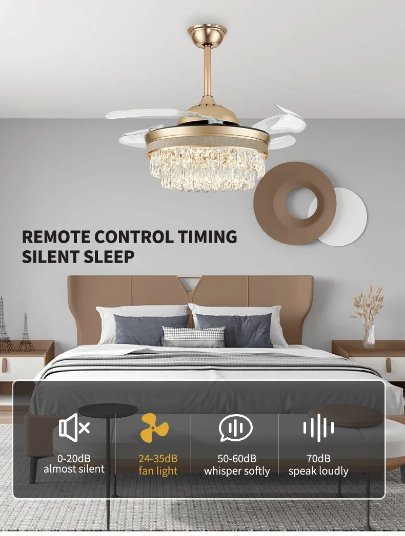 Chrome Body Decorative 42-Inch Ceiling Fan with LED Light