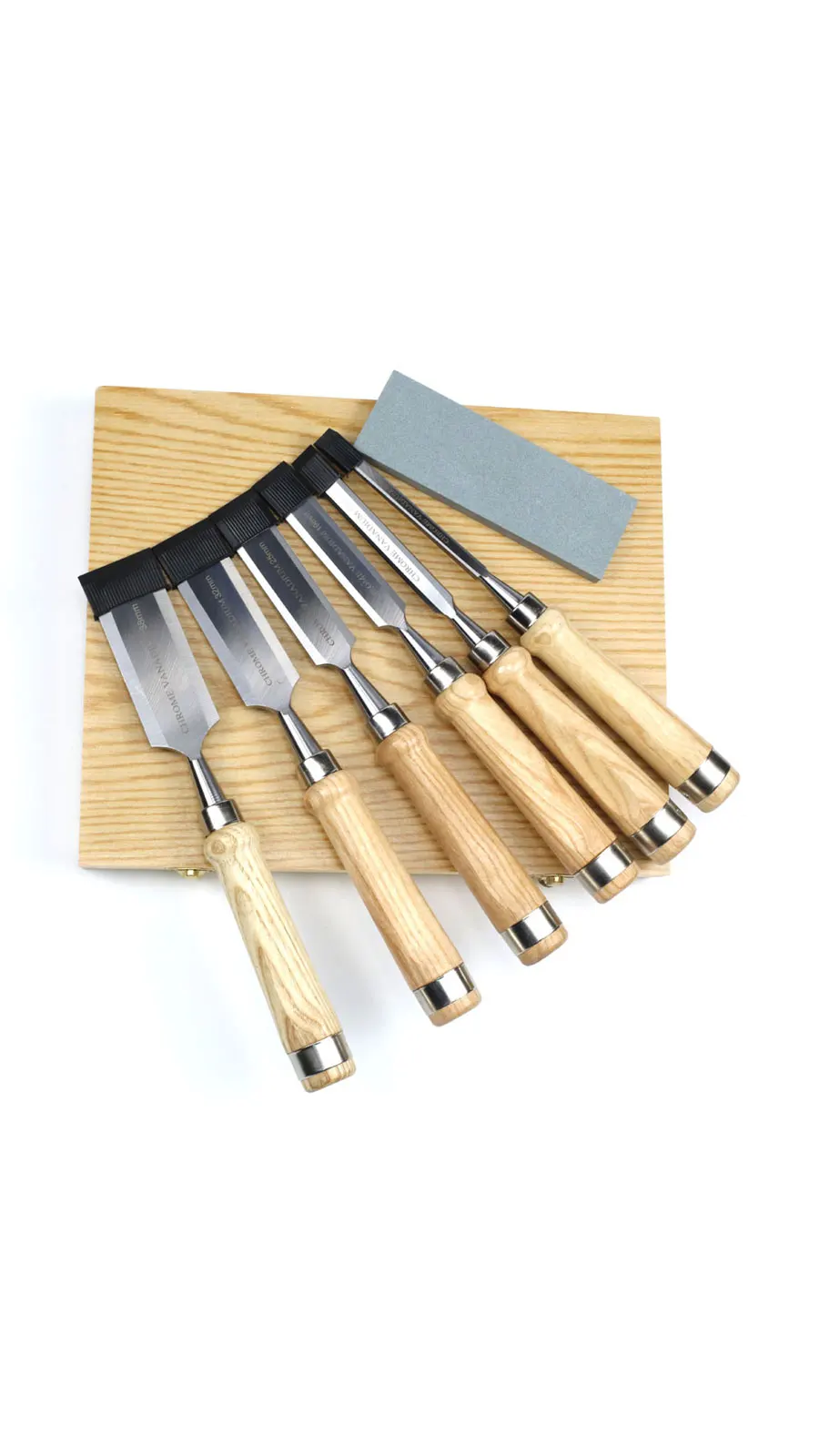 6pcs Straight Flat Wooden Handle Wood Chisels With Wooden Case Packing ...