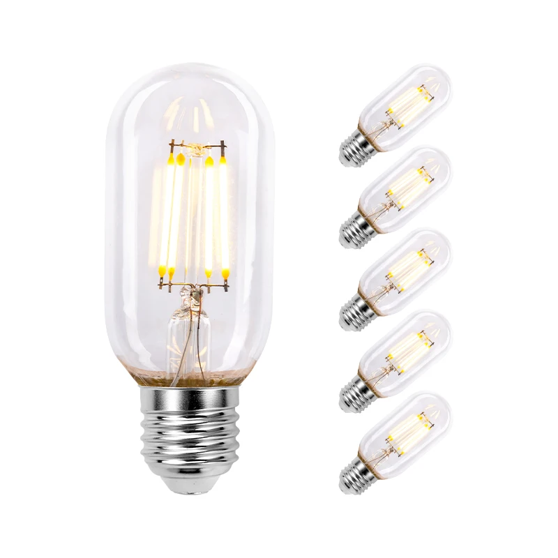 Tubular Led Bulb 4w 5w 3000k E26 E27 Base Antique Edison Style T14 T45 T9 Clear Amber Glass ...