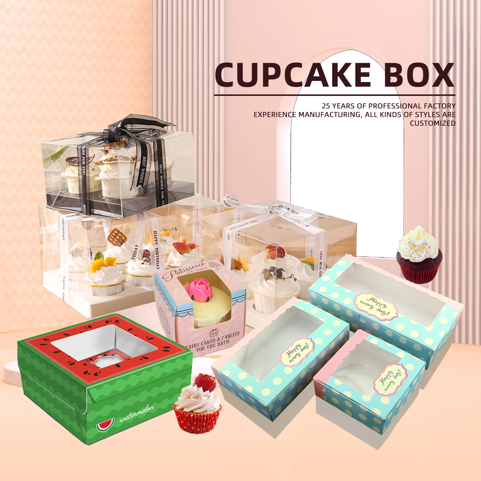 Custom Corrugated Paper Cake Packaging Boxes with Clear Windows and ...
