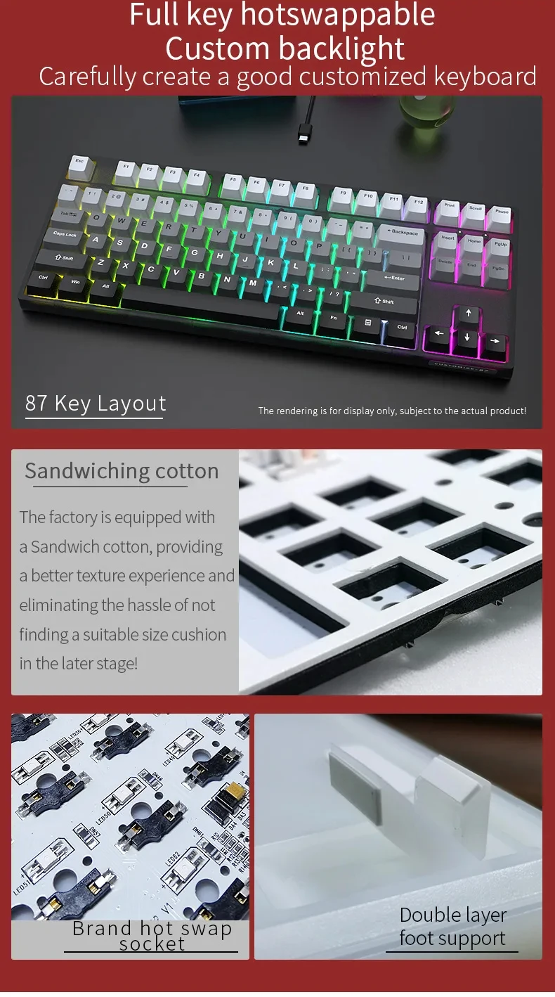 DK87 Keyboard Mechanical Kit - RGB, Hot Swap, & Customizable