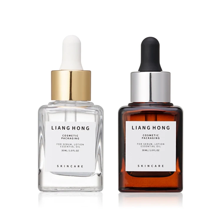 Luxury 30ml Square Glass Dropper Serum Bottle With Gold Aluminum Lid ...
