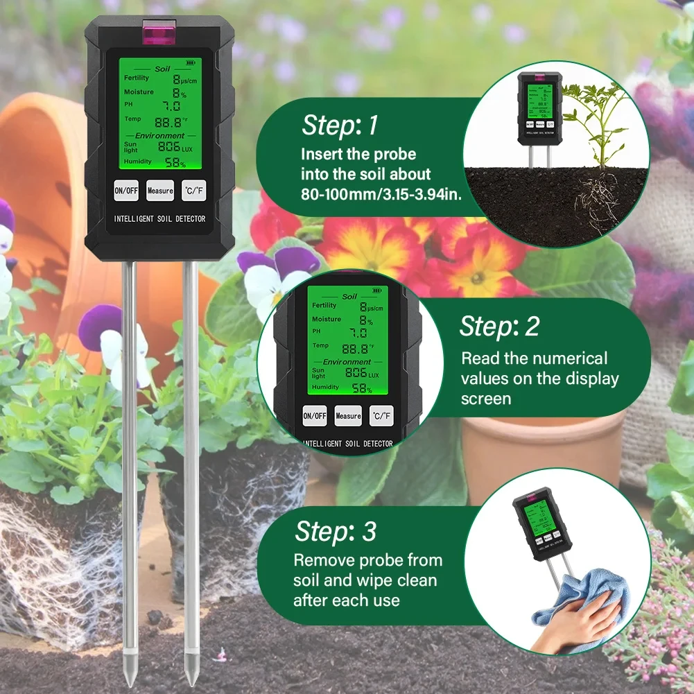 Wanbang Soil PH and Moisture Tester - 6in1 Fertility Meter