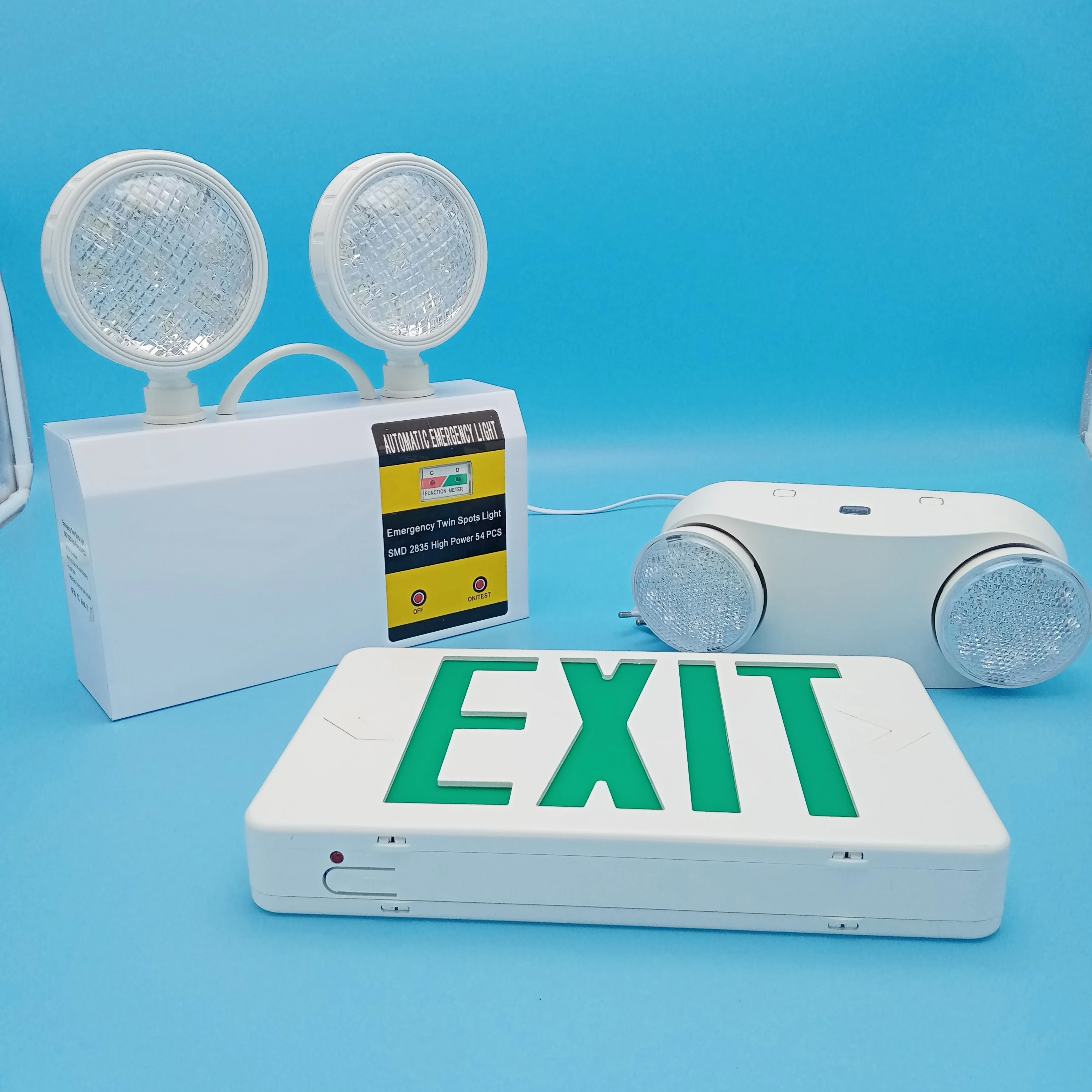 Wall Mounted Indoor LED Emergency Light Dual Heads Rechargeable Lithium ...