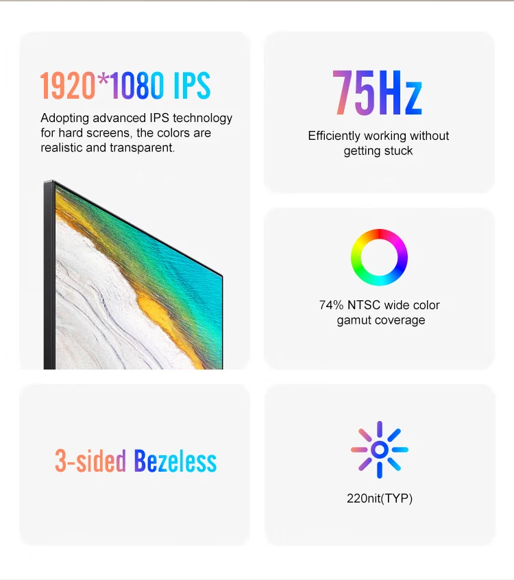 Frameless Super Thin 1ms Ips Pc 27 Inch 75 Hz Flat Hd Display Desktop ...