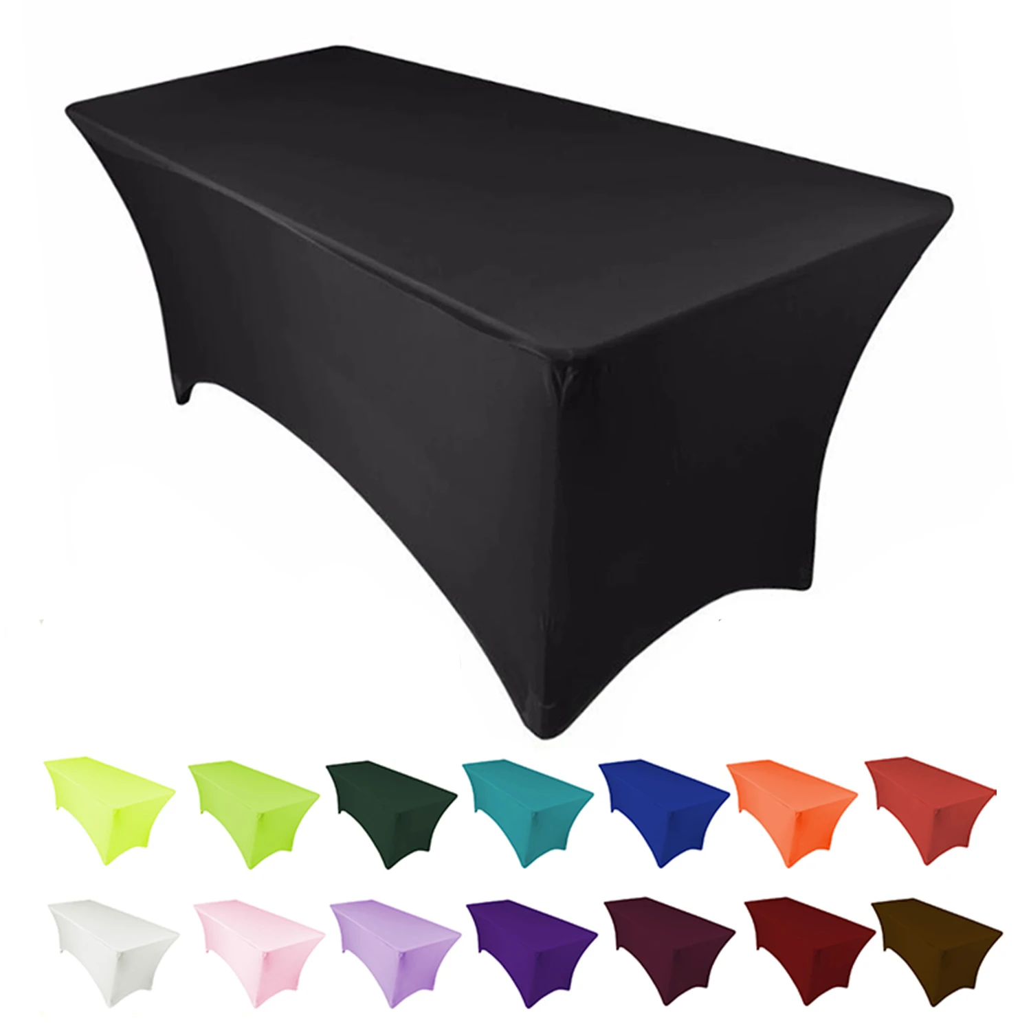 Custom 4ft 5ft 6ft 8ft Stretch Table Cover Polyester Spandex Tablecloth ...