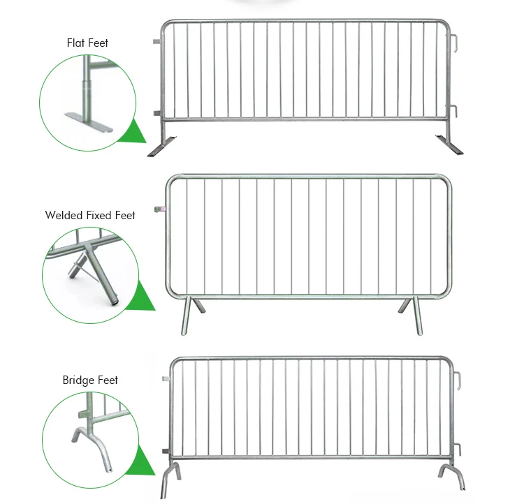 Pedestrian Temporary Crowd Control Barriers Portable Metallic Fence For ...