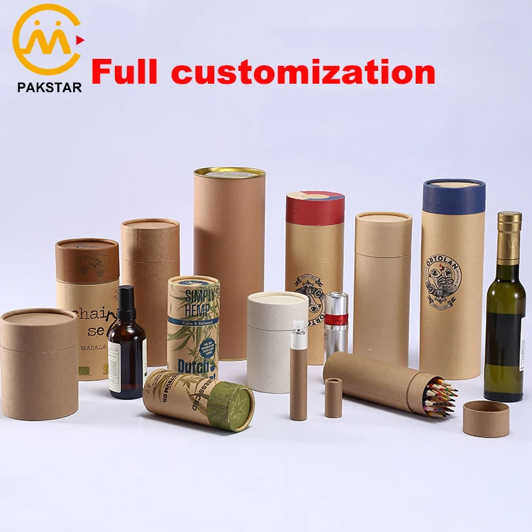 Custom Printed Kraft Packing Kraft Paper Round Tube Craft Cylinder Gift ...