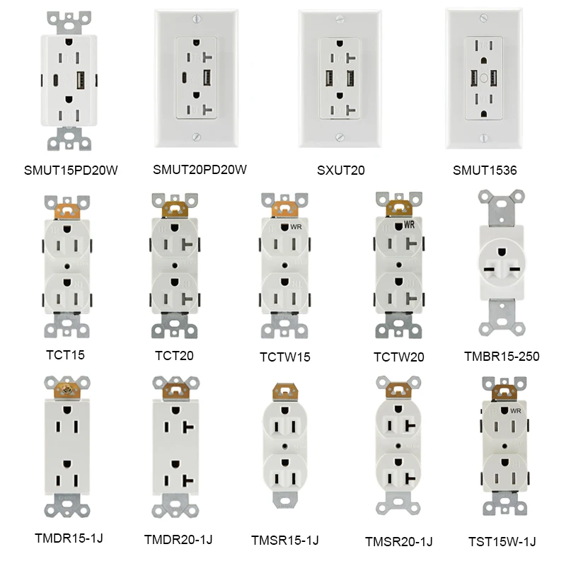 15 20 Amp Tamper Resistant Ac Receptacle Usa 110-125v Duplex Receptacle ...