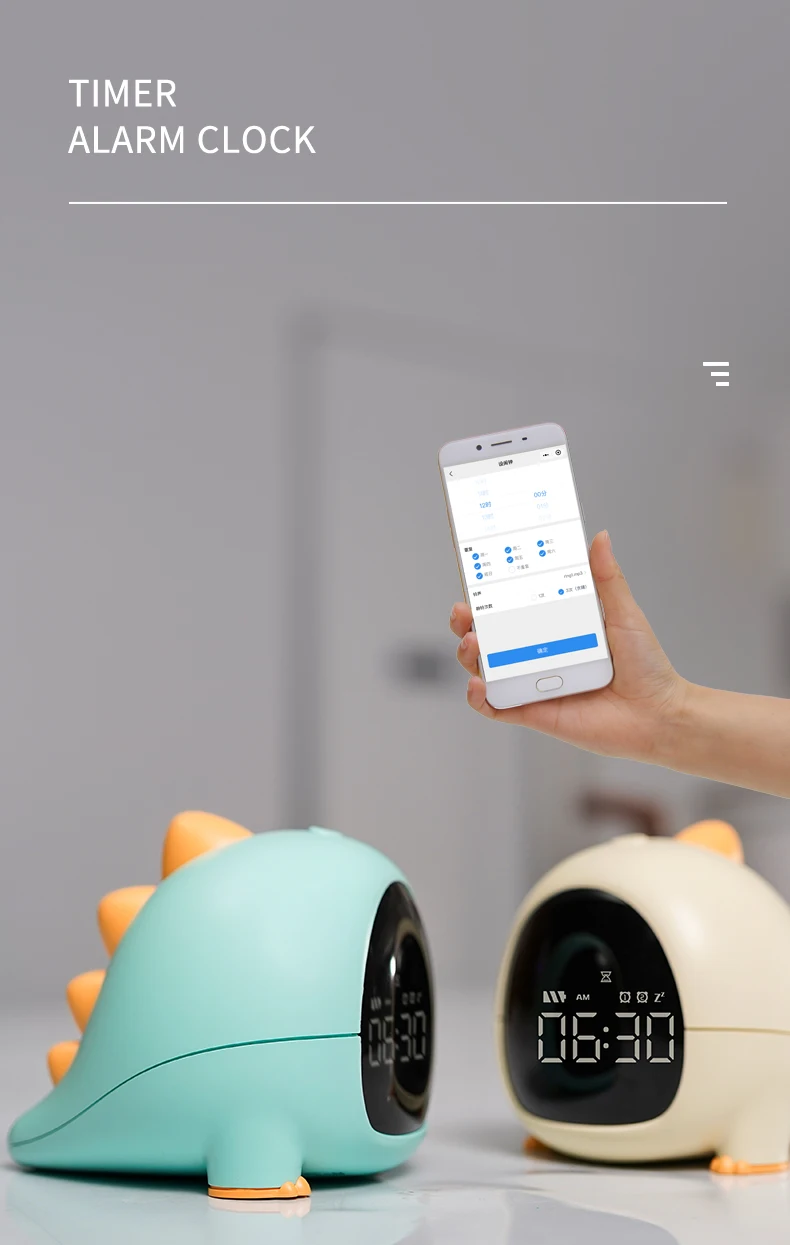 Cartoon Dinosaur Countdown Timer Alarm Clock With Usb Led