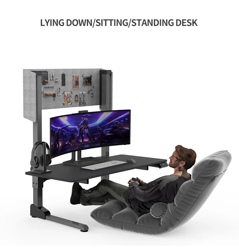 Lying Down To Play Game Desk Computer Gaming Table Adjustable Height ...