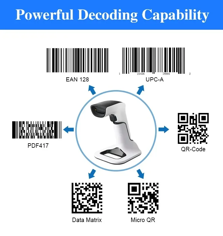 Handheld 2d Cmos Wireless Bluetooth Barcode Scanner Fast Identification ...