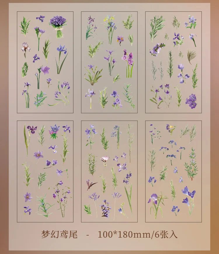 Vintage PVC Natural Plant and Flower Hand Tent Stickers