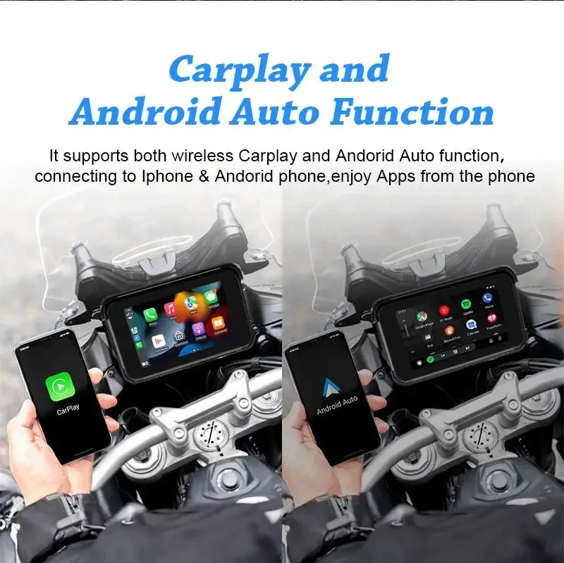 5 Inch Motorcycle Carplay Screen with Two Cam Waterproof and Shockproof ...