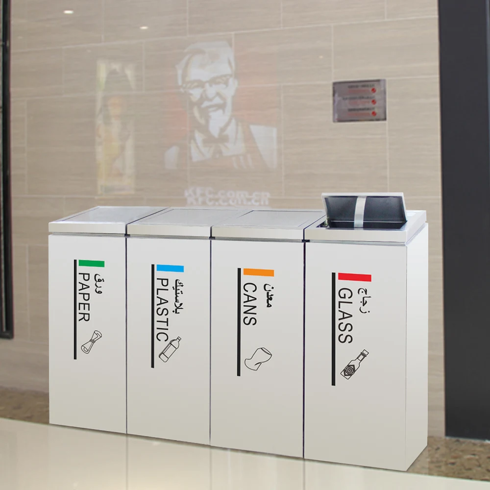 Indoor Stainless Steel Bin with Swing Lid for Recycling