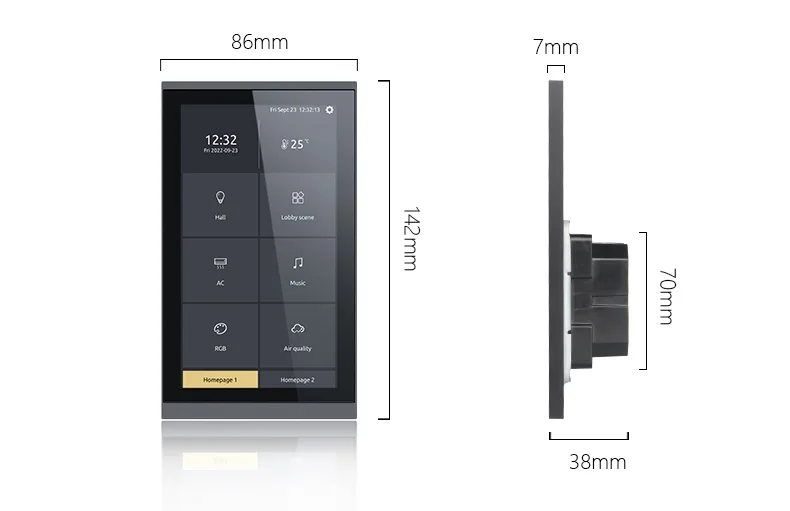 5.5 Inch Smart Hotel Touch Screen - KNX Temperature Control