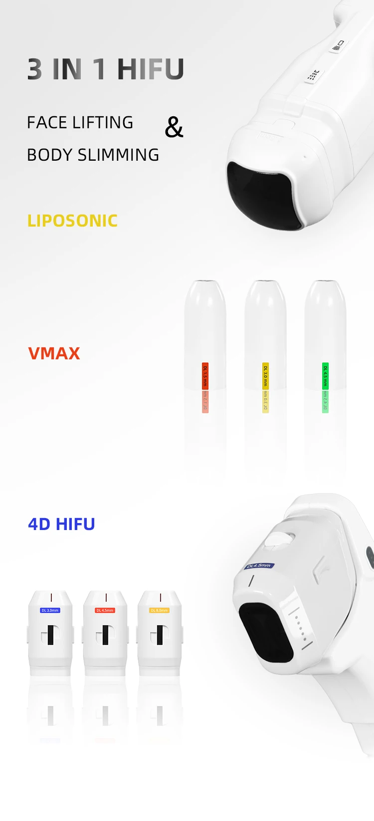 Beautemed 7d Hifu 100000 Shots 11 Lines 8 Cartridges Anti Wrinkle ...