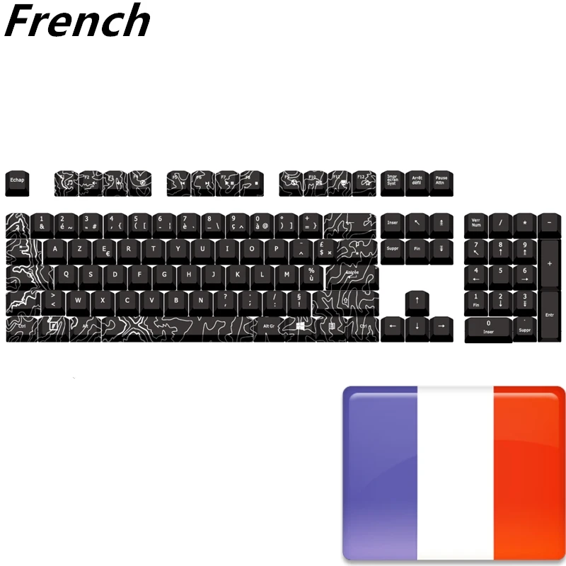 Hzgamer Topographic Keycap,Pbt French Mechanical Keyboard Keycaps ...