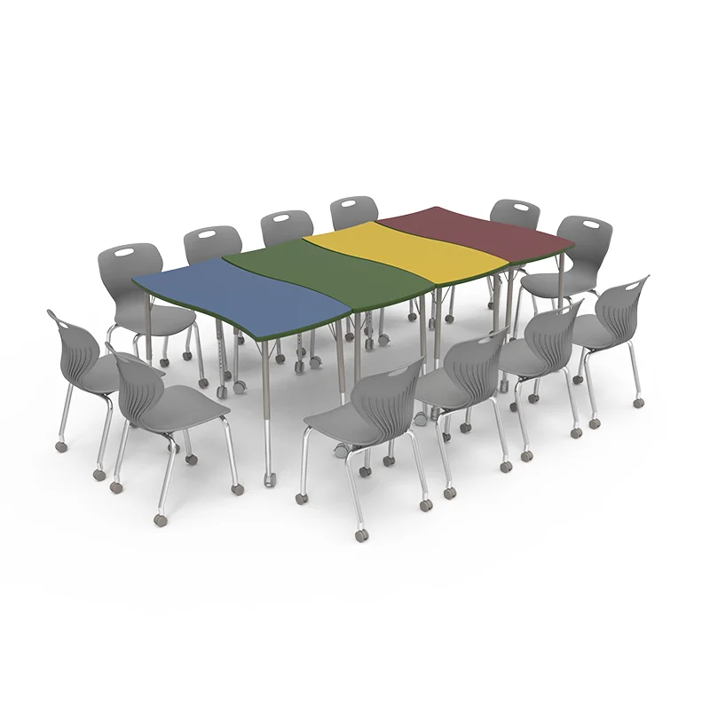 Height Adjustable Half Round Table School Study Writing Table Activity ...