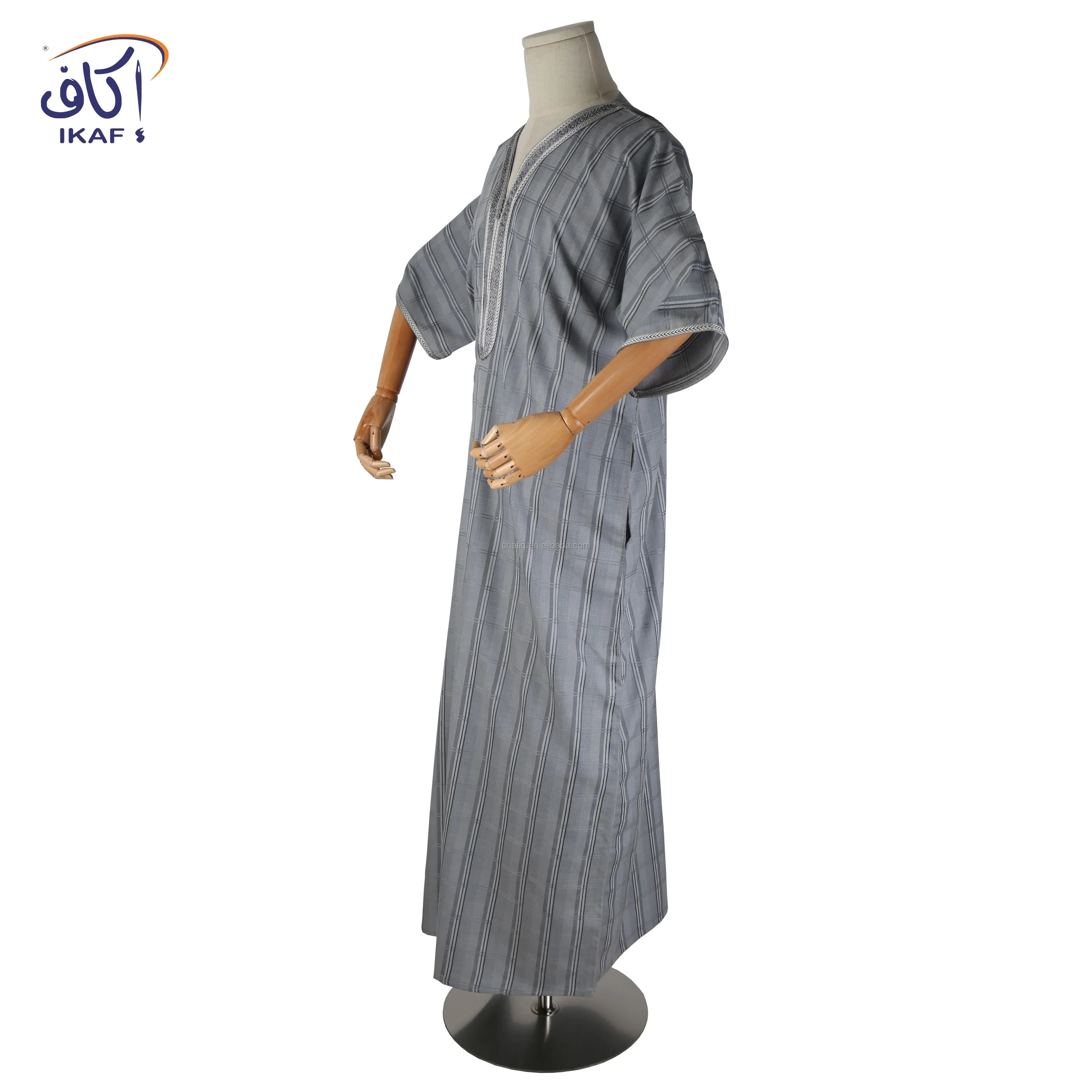 Modern Rayon Half Sleeve Islamic Robe Djellaba Abaya Jalabya Arabic ...