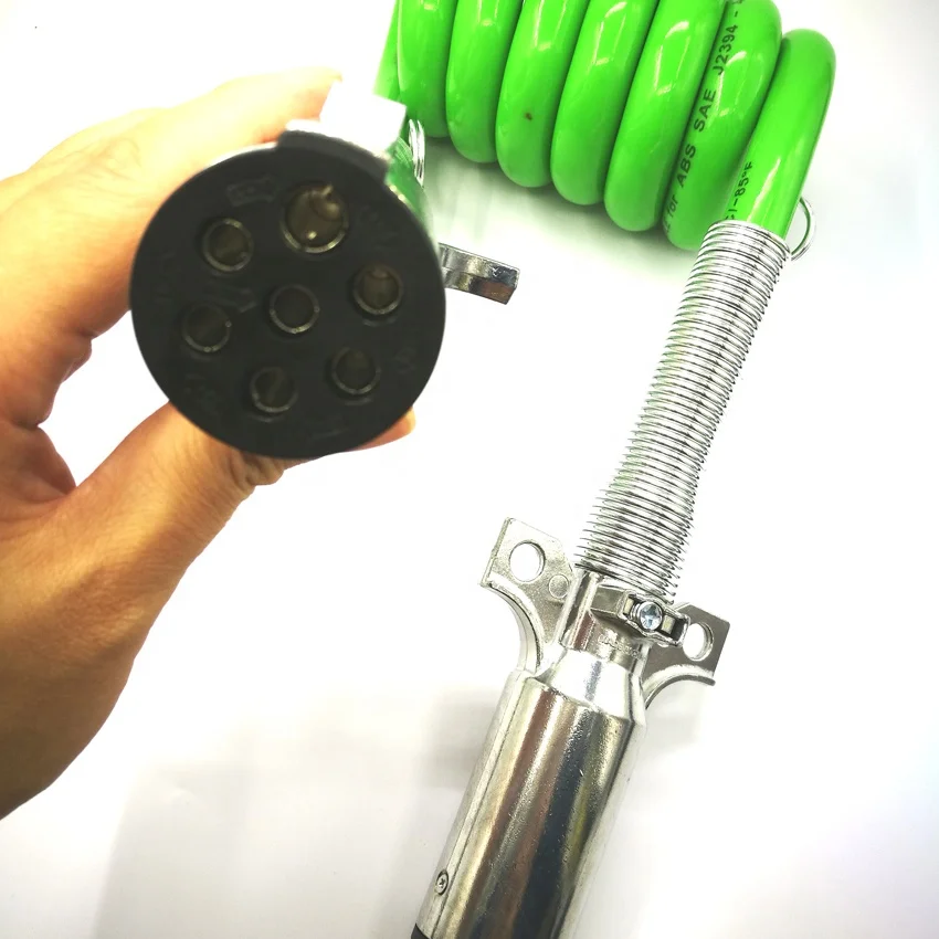 Usa Sae J560 24v 7 Pin Trailer Plug Set With Spring Cable - Oem