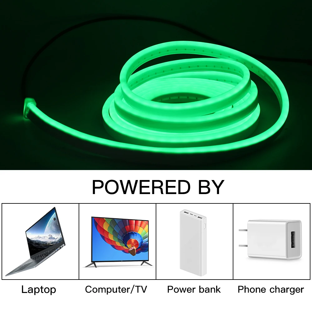 5V USB Neon LED Strip Light 120LEDs/m SMD 2835 Waterproof Flexible Neon ...