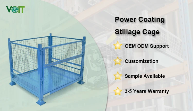 Warehouse Logistic Stackable Foldable Steel Wire Mesh Stillage Cage