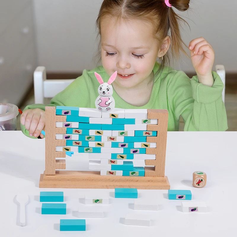 Wooden Building Blocks Wall Game Balance Stacking Toys Wooden Board ...