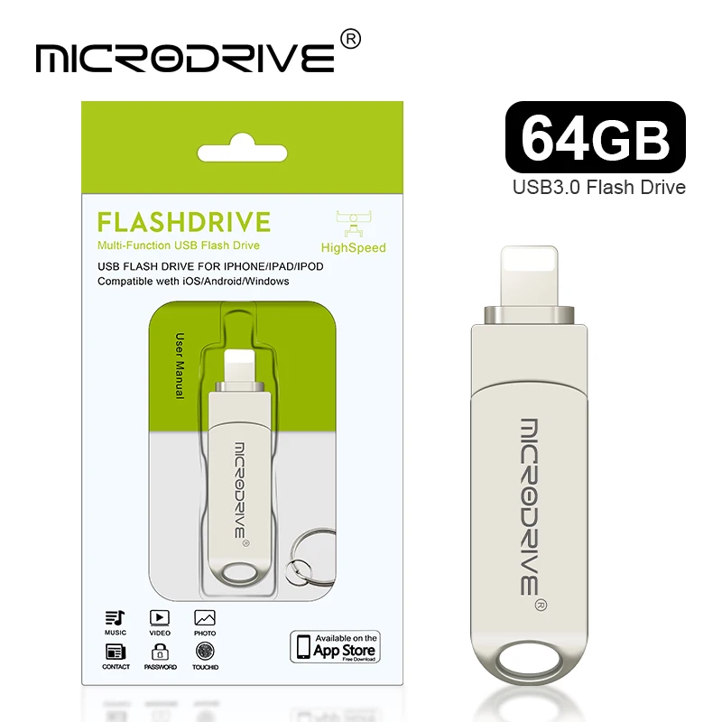 USB3.0 2 in 1 OTG Lightning USB Flash Drive Pen 8GB-512GB