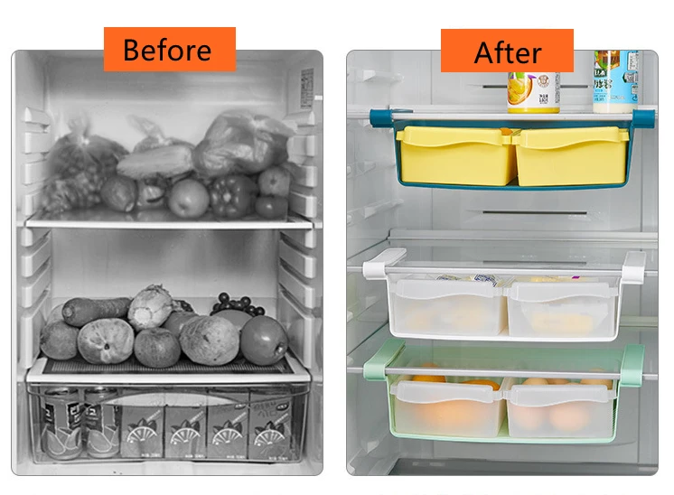 Hangable Retractable Plastic Pull Out Vegetable Fridge Storage Basket ...