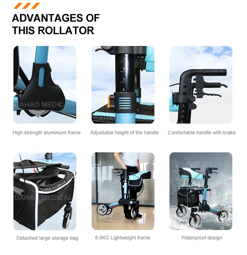 Portable Convenient Lightweight 2 In 1 Senior Walking Aid Wheelchair ...