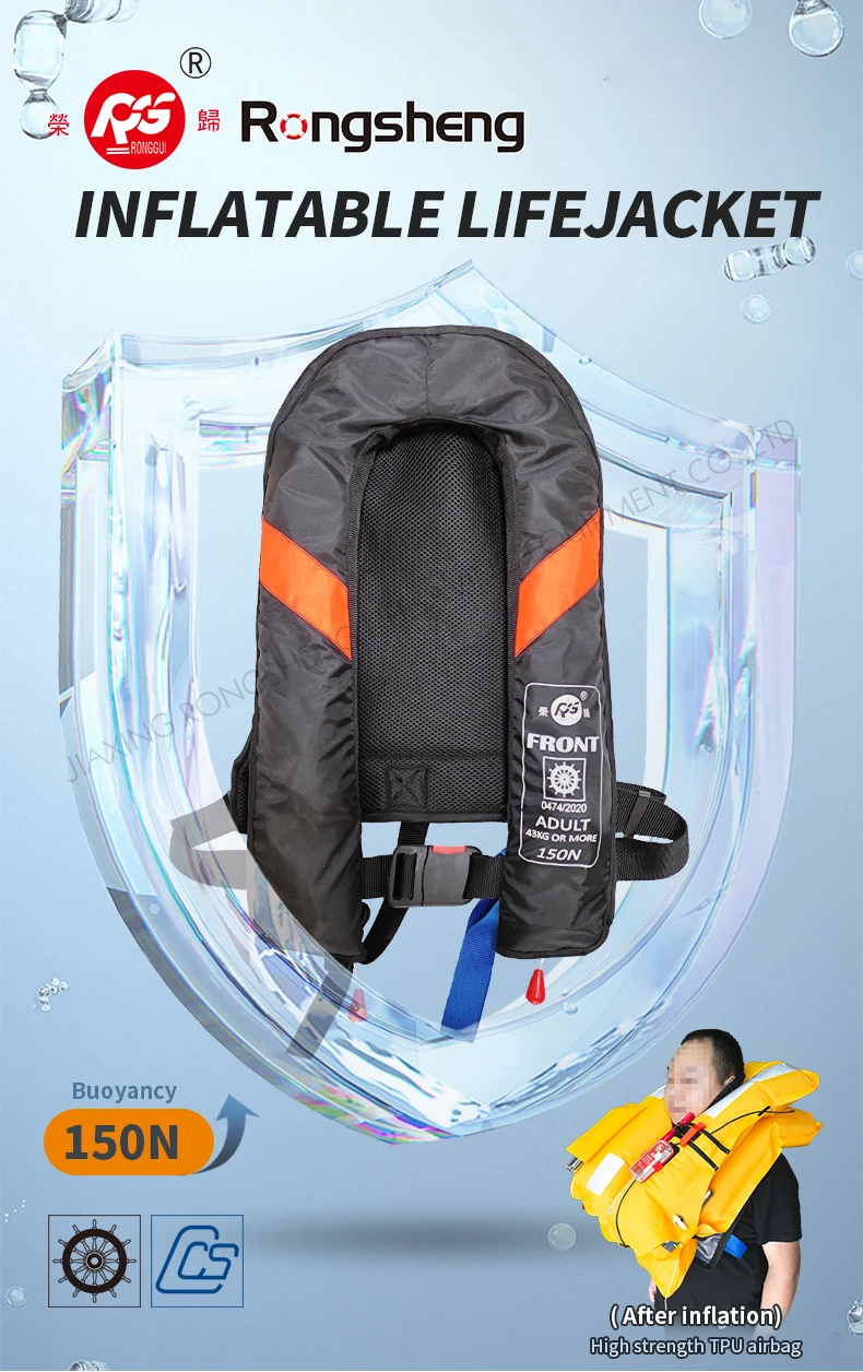 Inflatable Lifejacket 150N - EC Marine Lifesaving Device with Manual ...