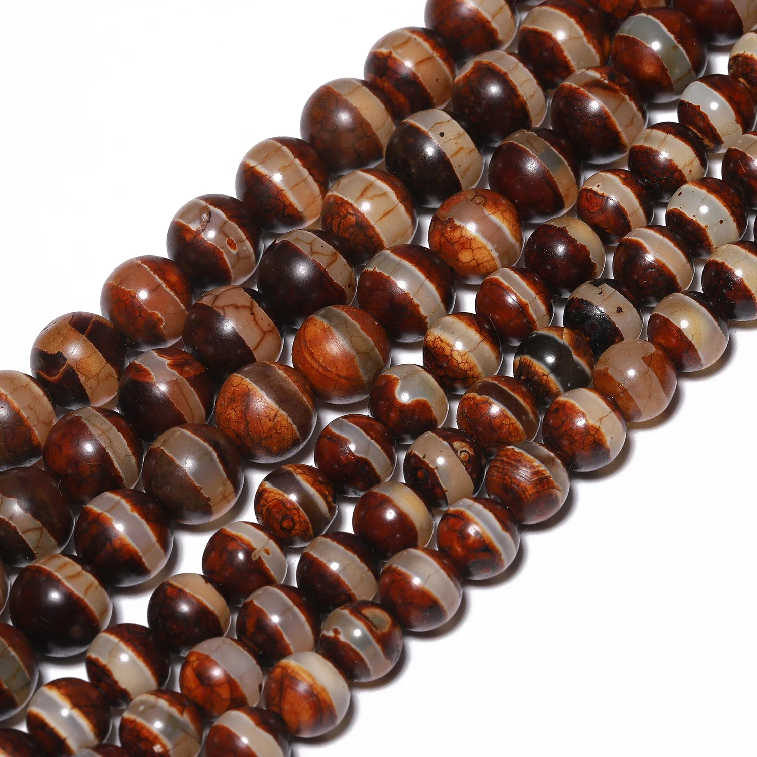 8-10mm Red Tibetan Dzi Beads Natural Agate Stone Prayer Mystical ...