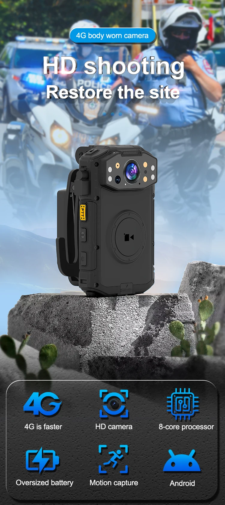 New Series Android Body Worn Camera 32mp Hd Status Indicator Ip68 Ir 4g ...