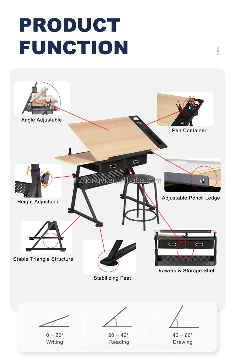 ZOIFUN Adjustable Drawing Desk - Perfect for School & Home