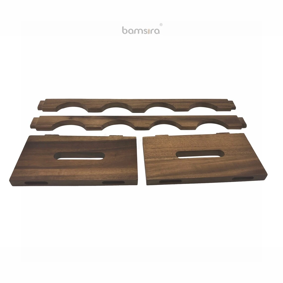 Acacia Solid Wood Tabletop Stackable Each Layer 4 Bottles Classic Style ...