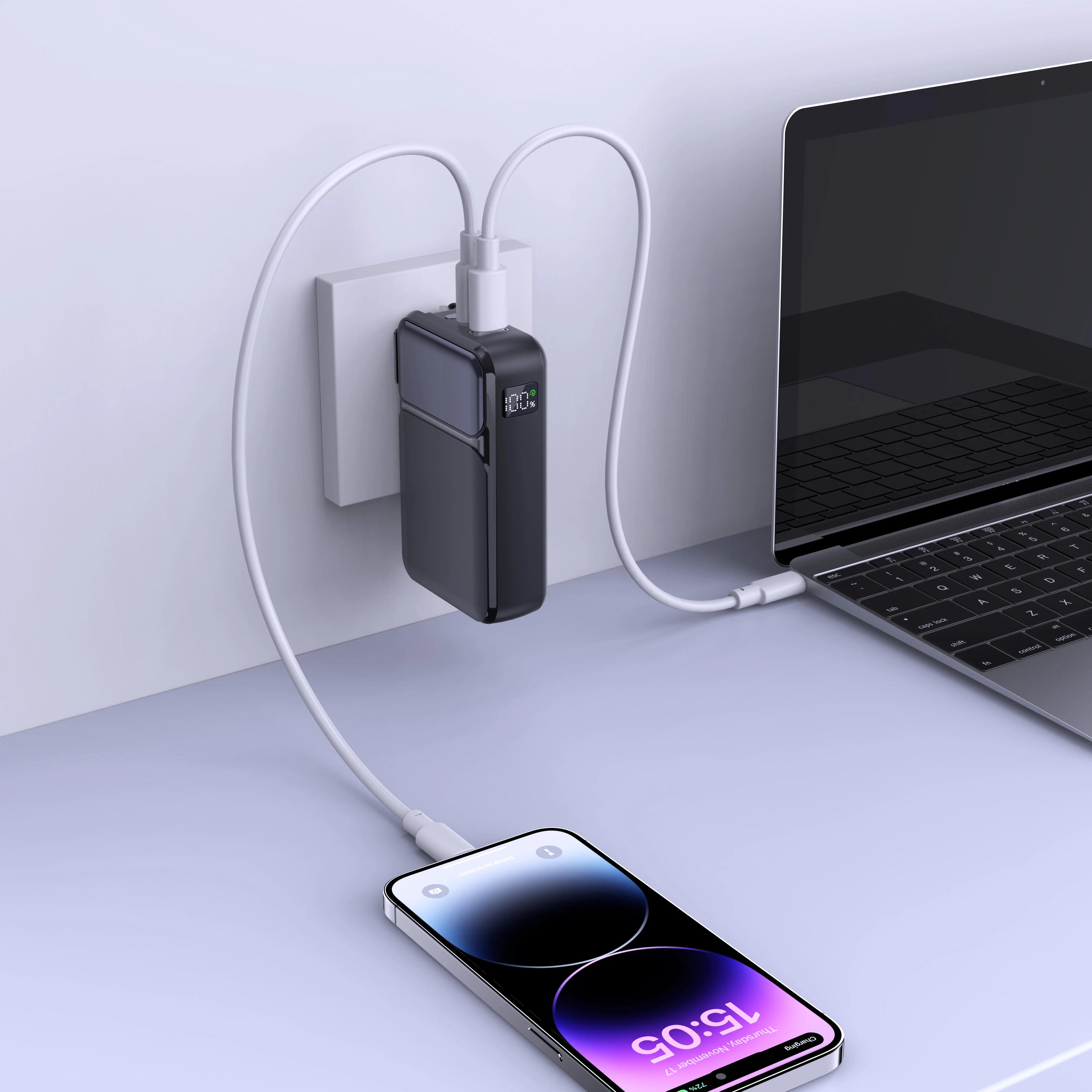 Small Portable Pd 20w Power Bank 20000mah Ac Plug Charger Quick ...