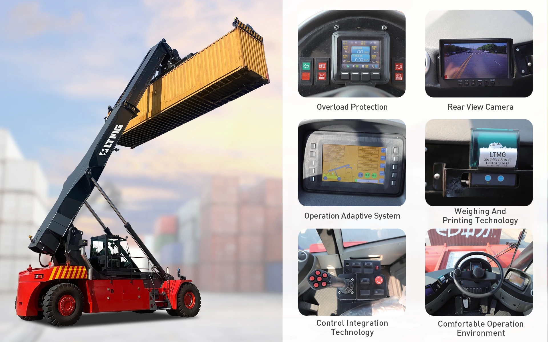 China 45ton Heavy Duty Container Electric Reach Stacker Forklift 15m ...