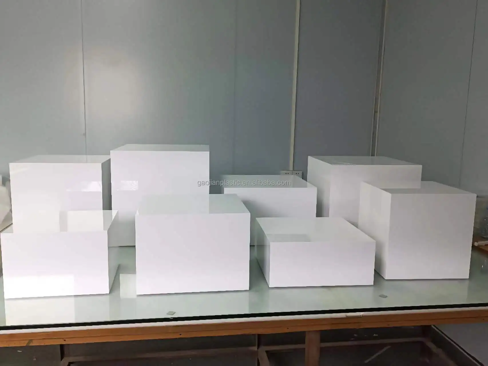 Eco-friendly White Acrylic Riser Display Stands - Set of 8