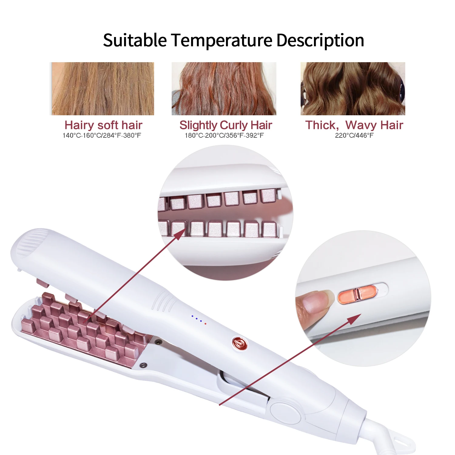 Girls Electric Crimper Hair Crimping Iron For Hair Crimper Corrugated ...