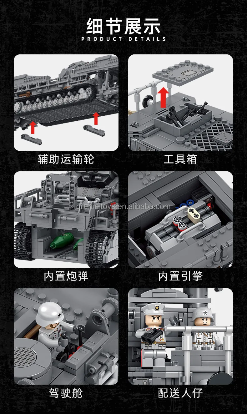 Panlos 628008 Ww2 German Karl Heavy Railway Gun Weapons Building Blocks ...