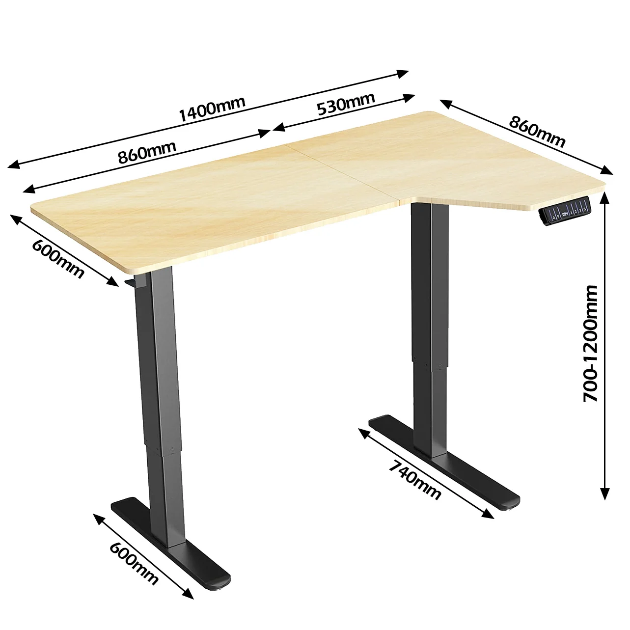 L Shape Adjustable Desk - Modern, Height-Adjustable Office Furniture
