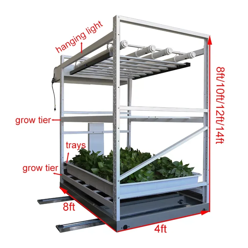 Large Micro Greens Vertical Farming Rack On Wheels Stable Hydroponic ...