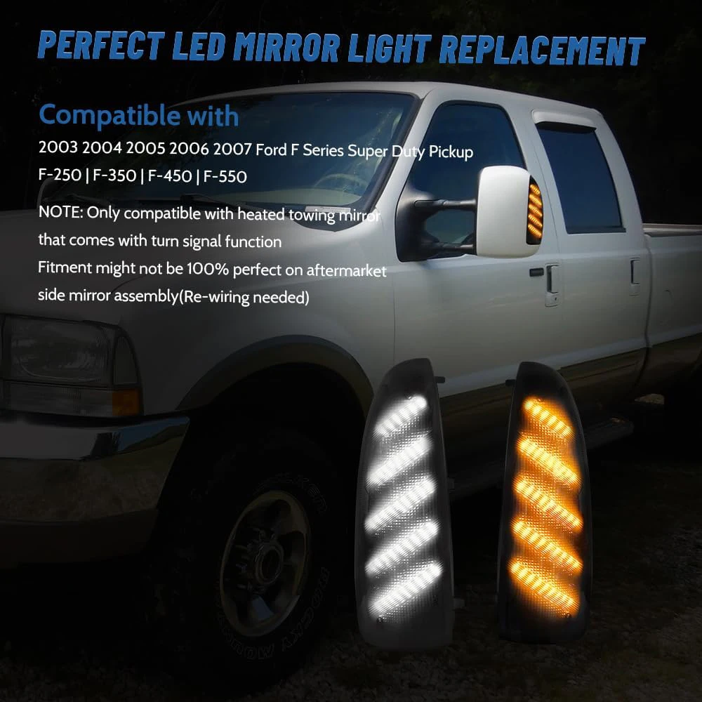 LED Side Mirror Turn Signal Lights for F250-F450 Super Duty