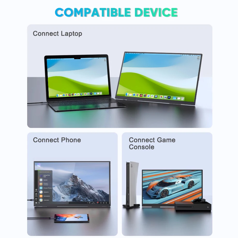 15.6 Inch 1080P Gaming Monitor - High Definition Portable Display