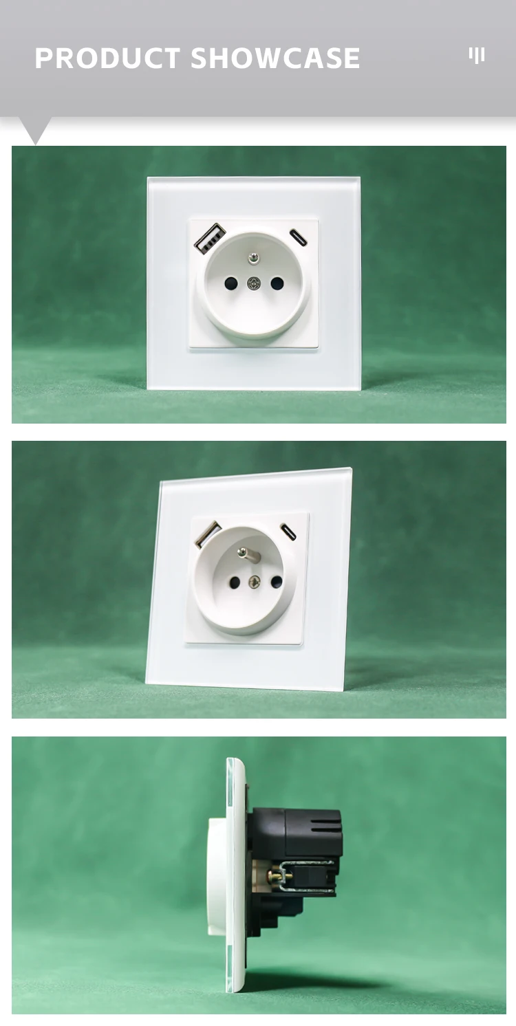2.1a Type-a Type-c Usb Ports Fast Charging Dual Usb Socket With 220v 16a Eu Standard French ...