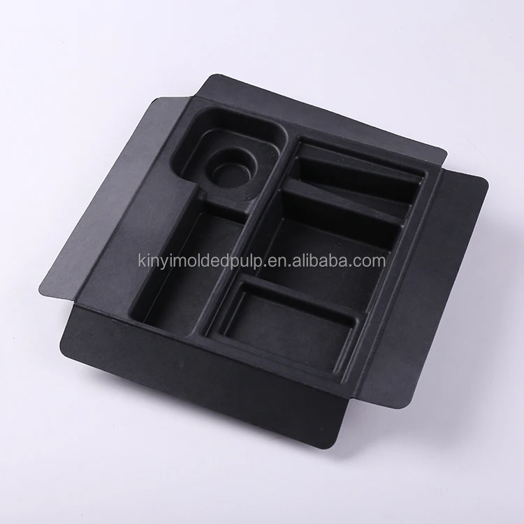 Molded Fiber Tray Biodegradable Pulp Packaging Black Molded Pulp Tray ...