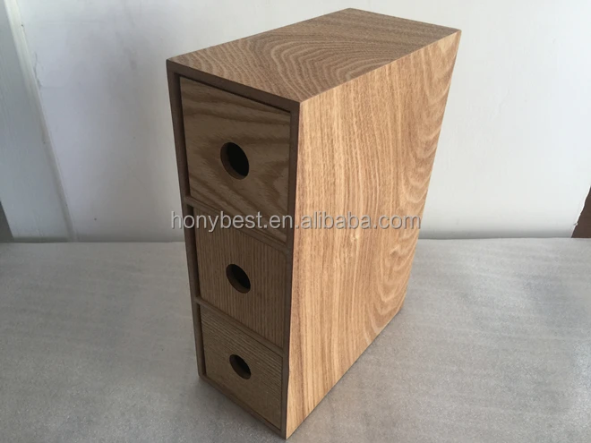 Multi-layer Wooden Drawers Storage Unit Solid Wood Desktop Storage ...