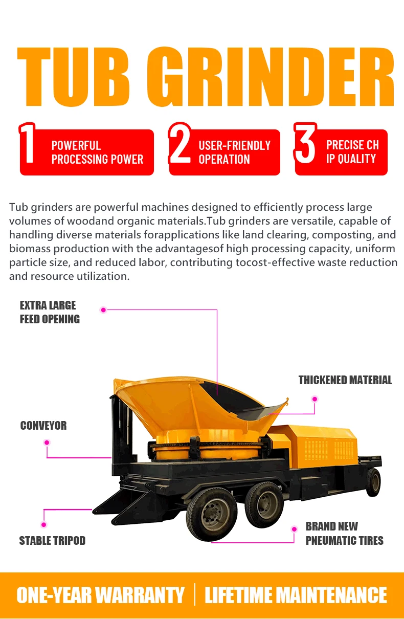 Best Seller Agriculture Tree Roots/ Log /Wood /Grass Tub Grinder for ...