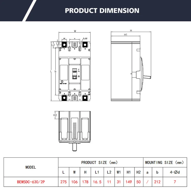Universal Battery Switch Mccb Two Phase Mccb 1p 3p 4p Dc Solar 1000v ...